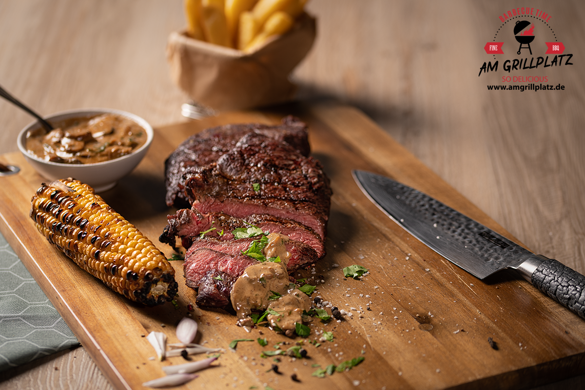 Rinderhüftsteak mit Sahnesauce - Am Grillplatz - BBQ & Grillrezepte